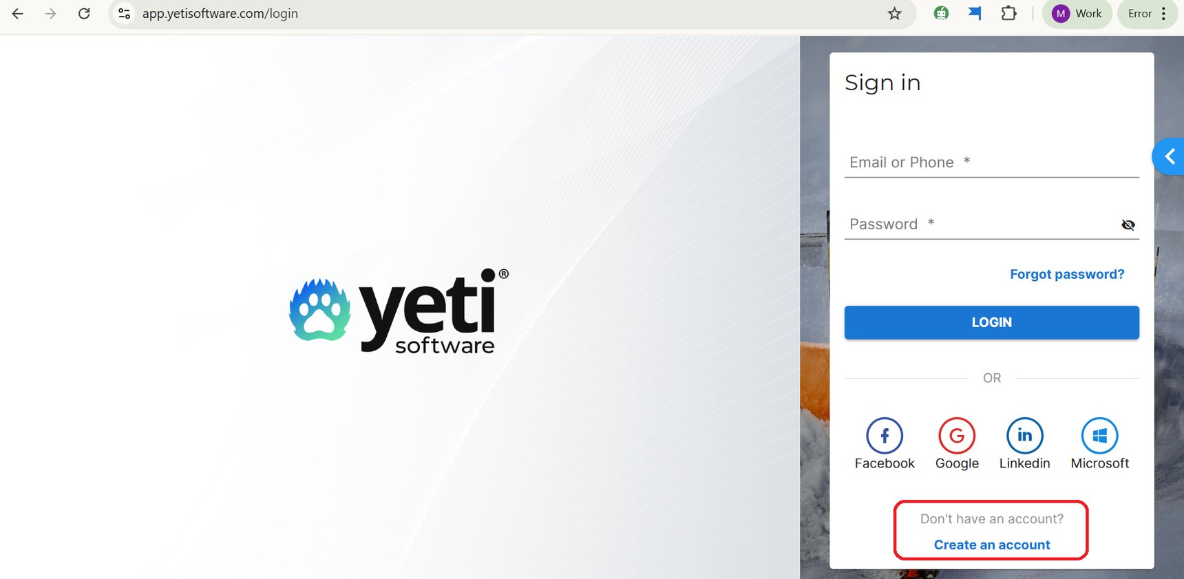 Yeti Access Through Self-Registration