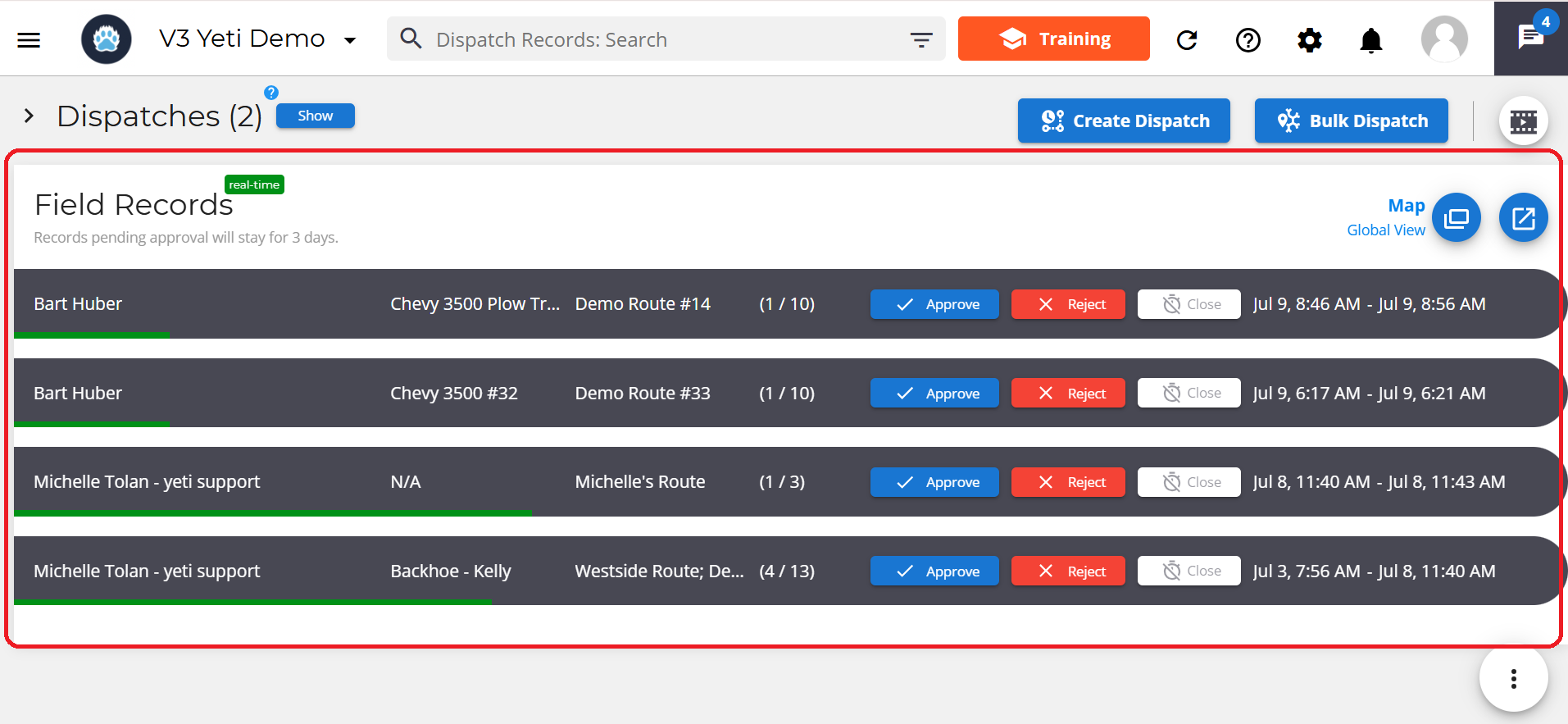 Dispatch Page Guide
