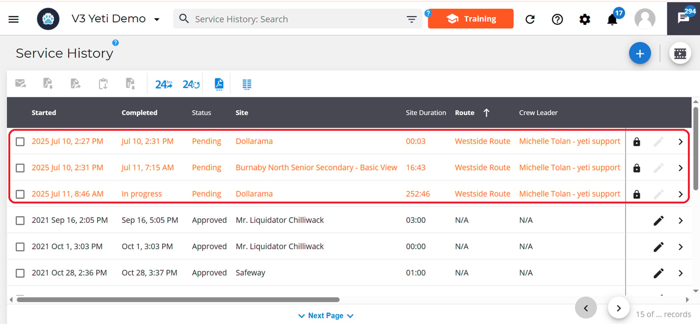 Service History Report