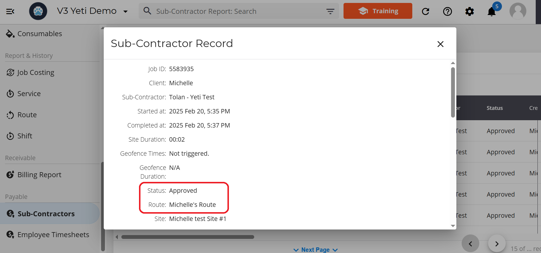 Sub-Contractors Report